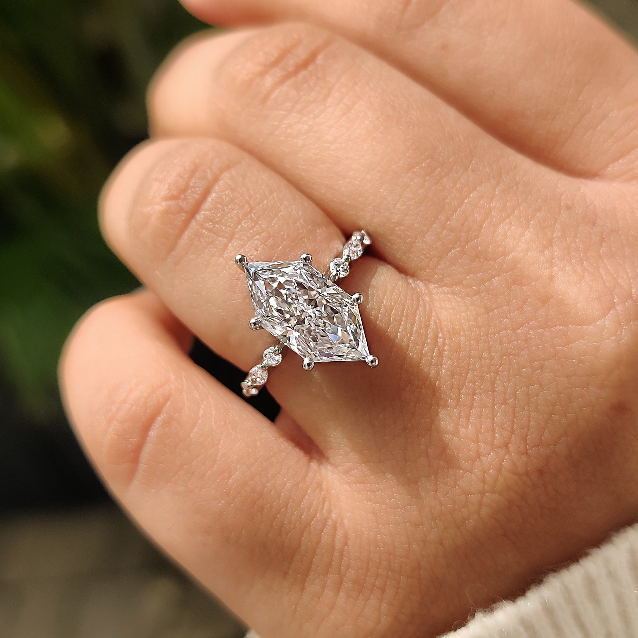 Dutch Marquise Engagement Ring In White Gold