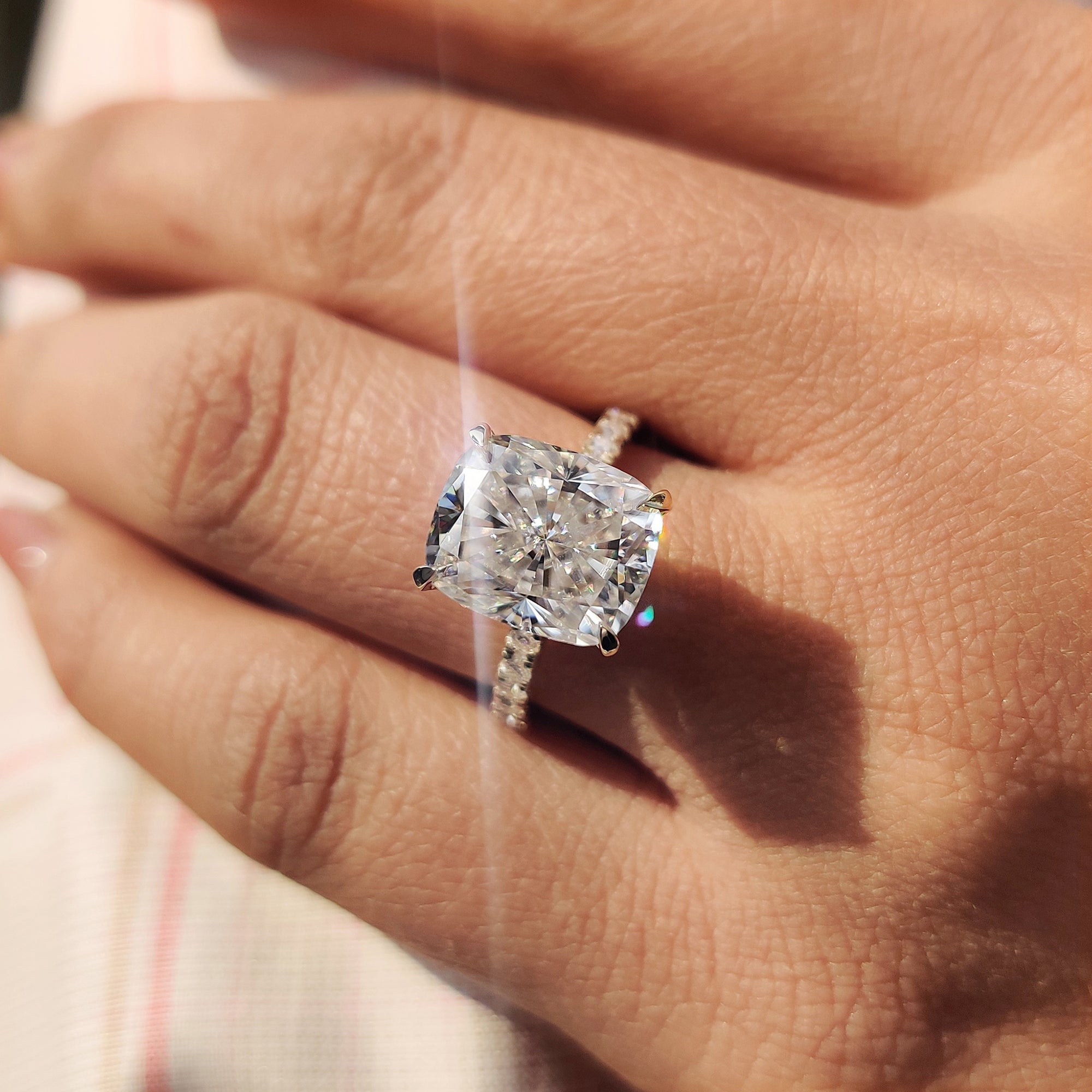 Cushion Cut Engagement Ring In Pave Style