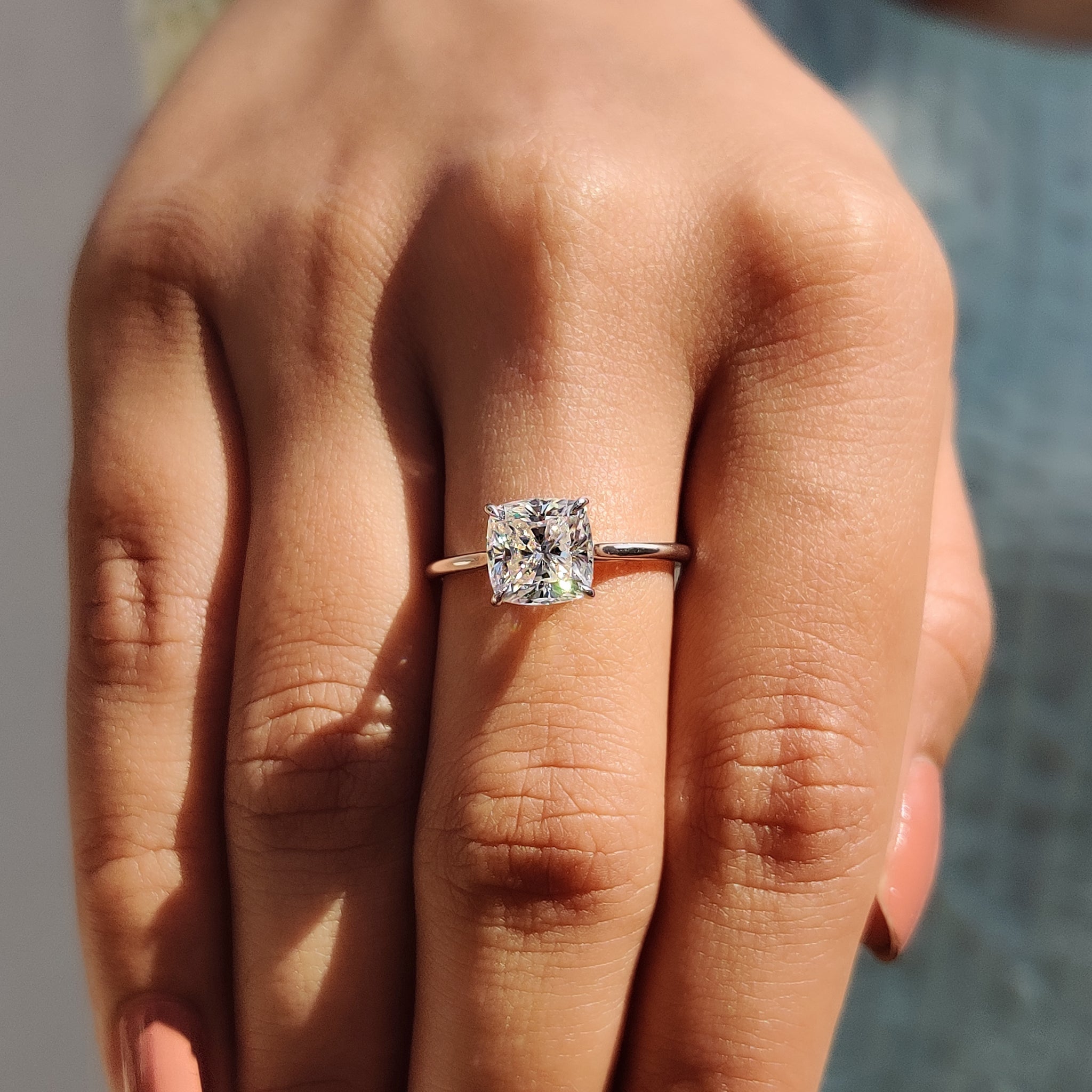 Cathedral Setting Ring In Solitaire Cushion Cut
